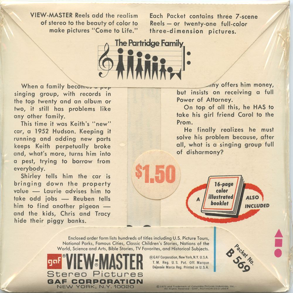 The Partridge Family - View-Master 3 Reel Packet - 1971 - vintage ...