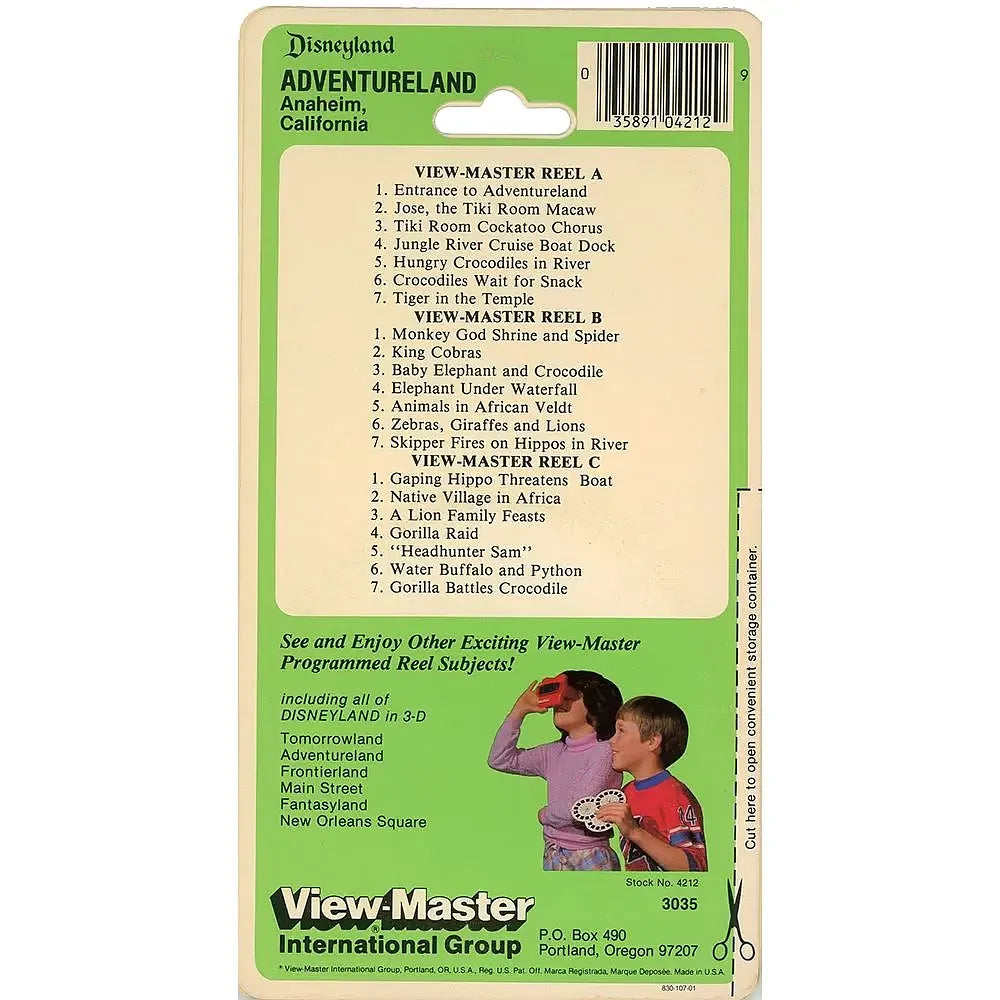 Adventureland - Disneyland - View-Master 3 Reel Set on Card - NEW - (V ...