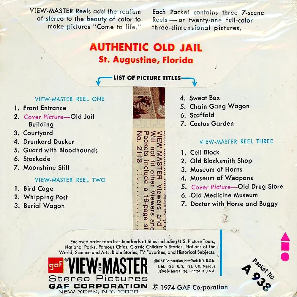 Authentic Old Jail - View-Master 3 Reel Packet - 1970s - Vintage -(PKT ...
