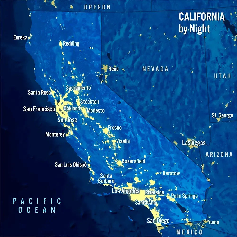 California Map by Day and Night - 3D Action Lenticular Maxi-Postcard G ...