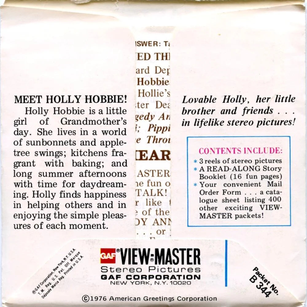 Holly Hobbie - View-Master 3 Reel Packet - 1970s - Vintage - B344-G4A ...