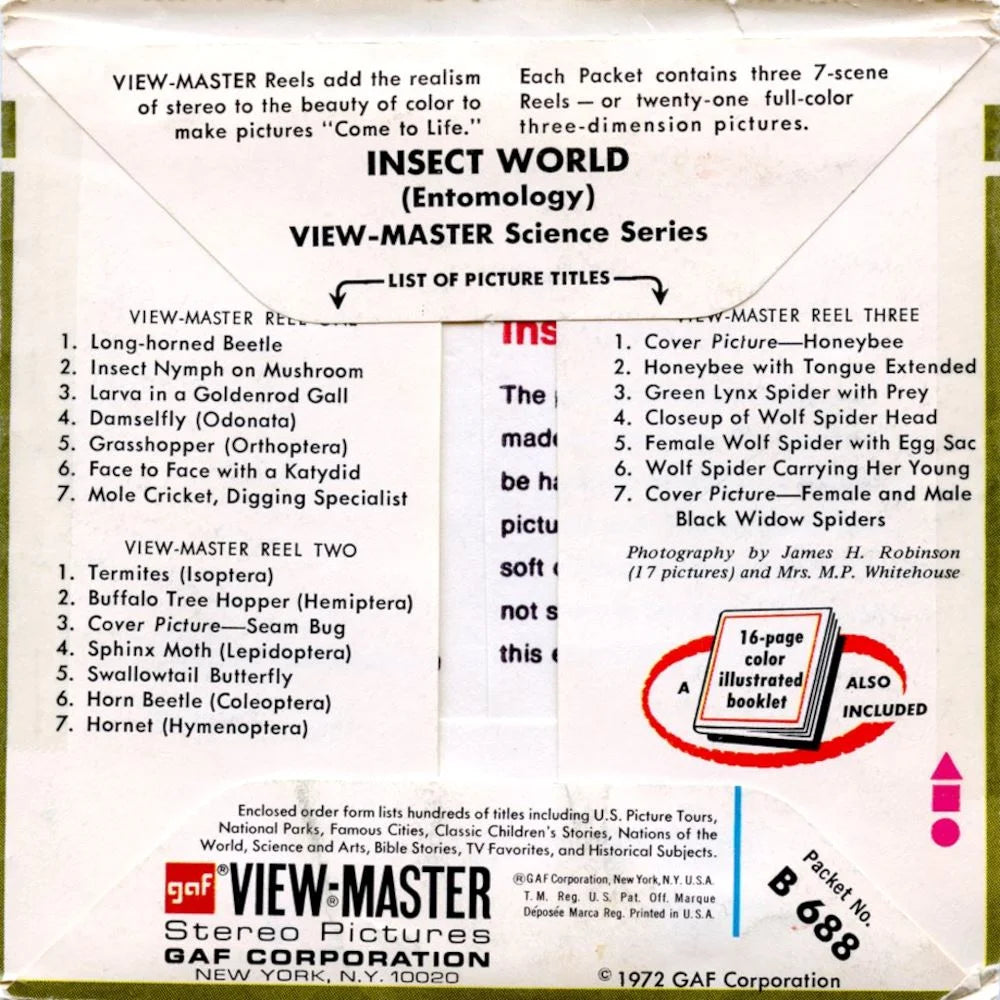 Insect World Entomology - View-Master 3 Reel Packet - 1970s - Vintage ...