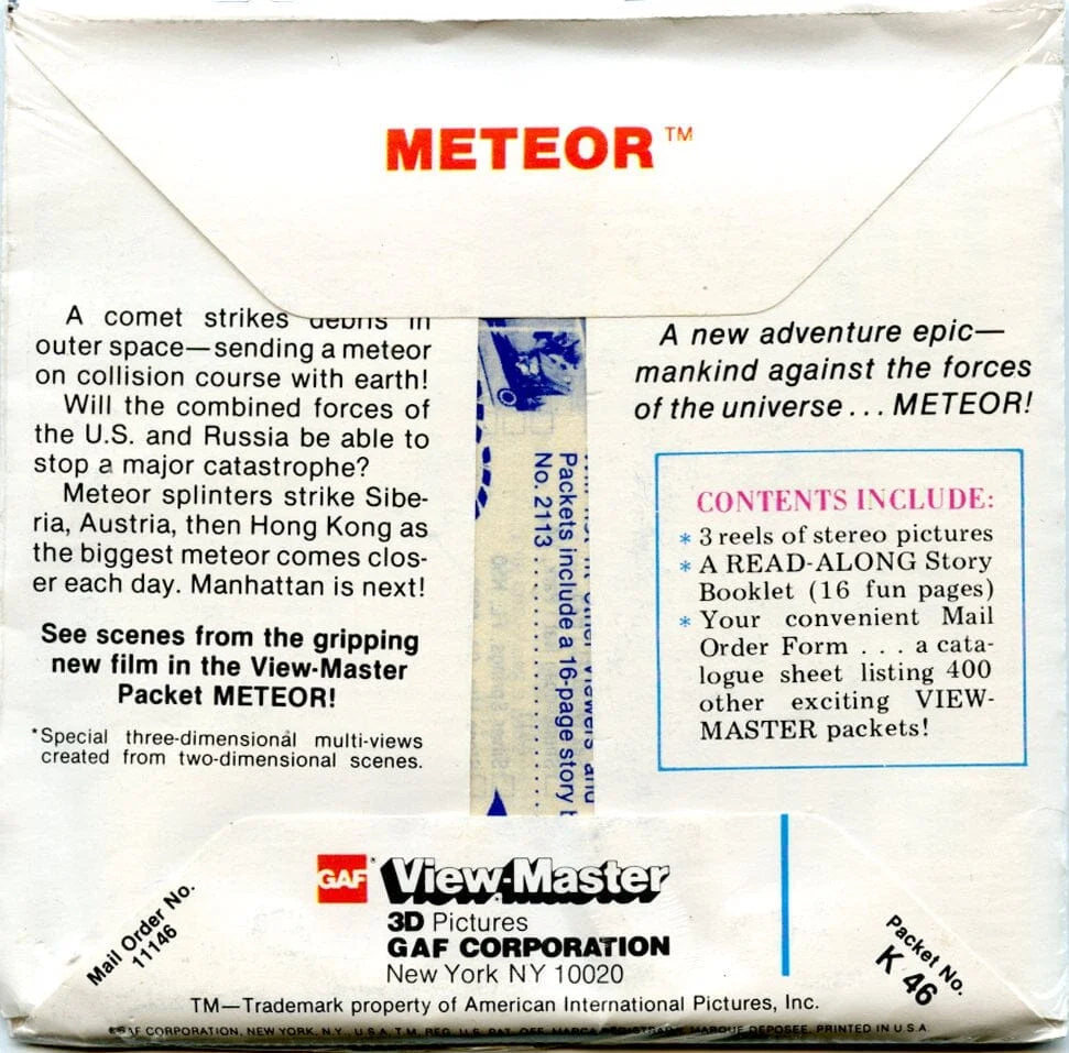 Meteor - View-Master 3 Reel Packet - 1970s - Vintage - (PKT-K46-G6mint ...