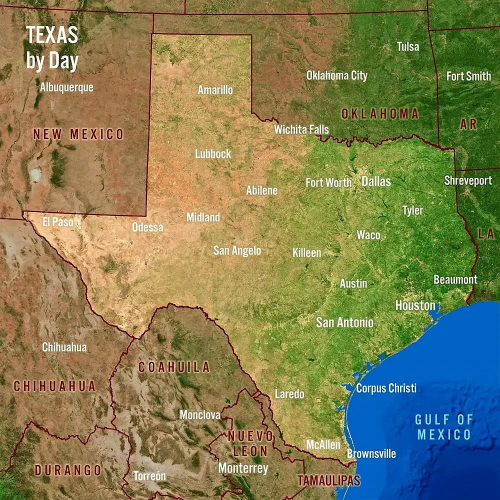 Texas Map by Day and Night - 3D Action Lenticular Postcard Greeting Ca ...