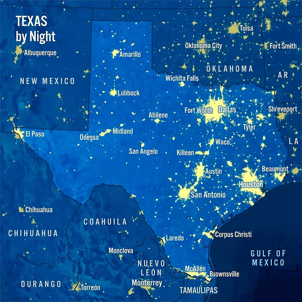 Texas Map by Day and Night - 3D Action Lenticular Postcard Greeting Ca ...
