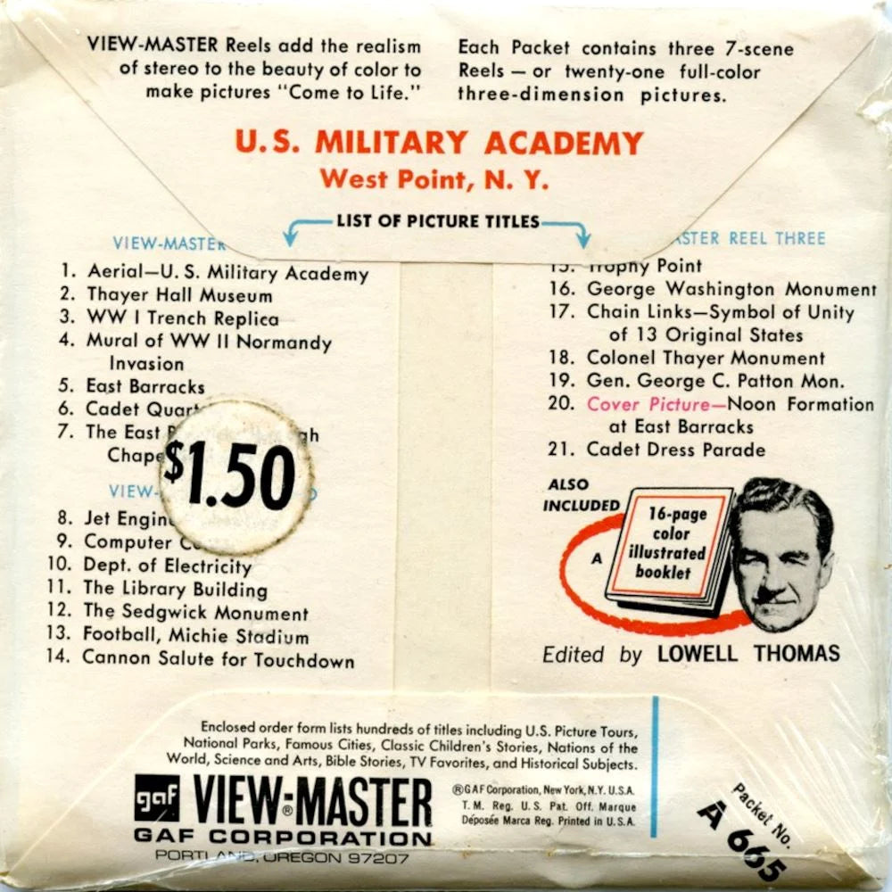 West Point U.S. Military Academy - View-Master 3 Reel Packet - 1960s V ...