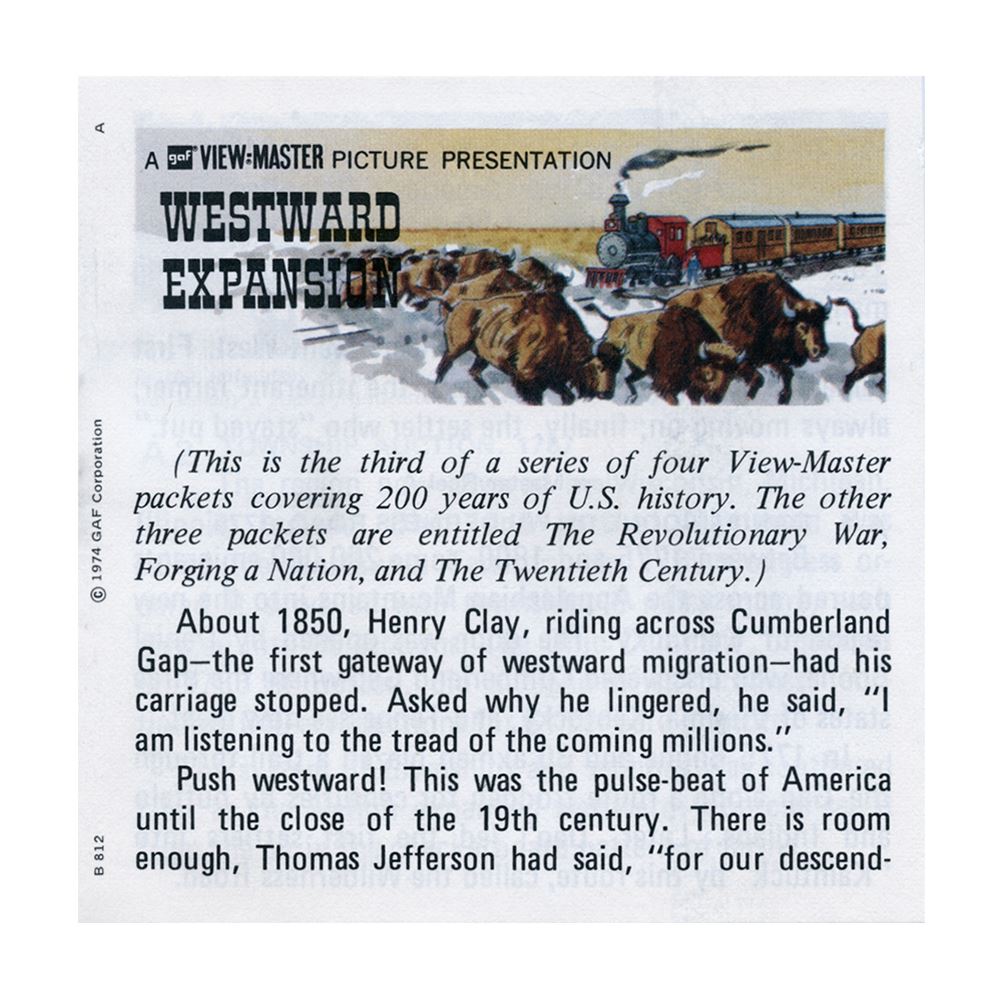 Westward Expansion - View Master 3 Reel Packet - 1974 - vintage - B812 ...